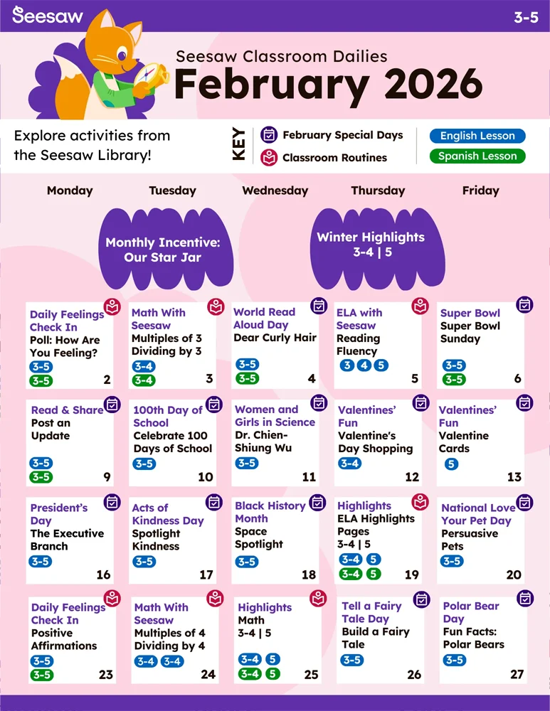 Classroom Daily Calendars | Seesaw